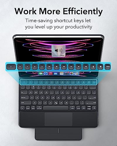 ESR iPad Keyboard Case for iPad Pro 12.9 inch (3rd, 4th, 5th, 6th Generation), Easy-Set Floating Cantilever Stand, Precision Multi-Touch Trackpad, Multi-Color Backlit Keys, Magic Keyboard, Black