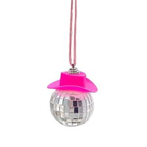 cute disco ball car accessories,pink cowgirl hat disco ball car mirrior ornament,car mirror hanging accessories,disco ball car rearview mirror pendant,car decoration hanging ornament, disco car charm