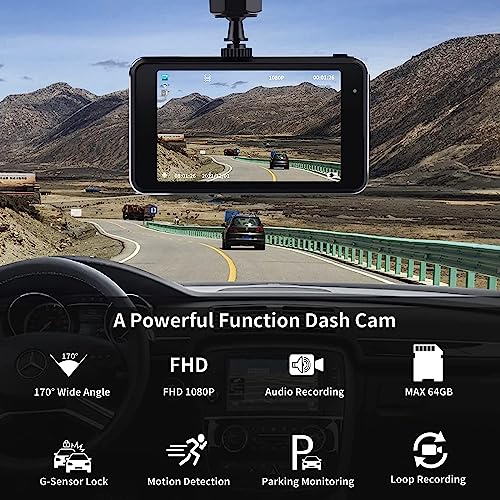 LAMONKE Dash Cam, 1080P Dash Camera for Cars with 4Inch LCD Display, Dash Cam Front with 170° Wide Angle, Loop Recording, Parking Monitor, WDR Night Vision, Support 64GB Max