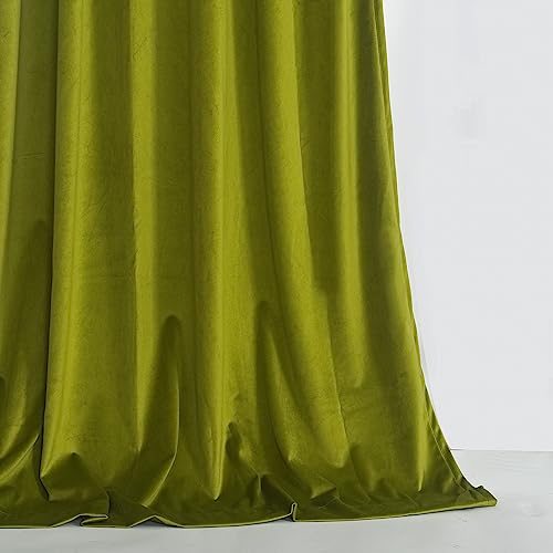 gisewood Lime Velvet Curtains for Living Room - 84 inches Length Velvet Curtain Panels Tap Top Window Drapes for Bedroom/Sliding Glass Door, W52 by L84 inches, 2 Panels