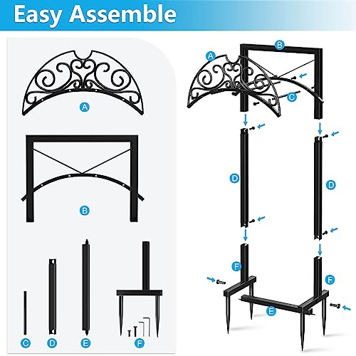 Helhom Garden Hose Holder Freestanding - Detachable Water Hose Holders Outside Heavy Duty Garden Hose Stand Hanger for Outside Lawn Yard Black