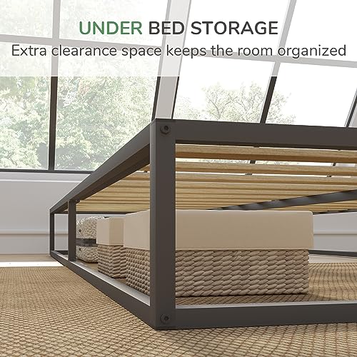 Novilla Metal Platform Bed Frame, Wood Slat Support, No Box Spring Needed, Easy Assembly, Black, King