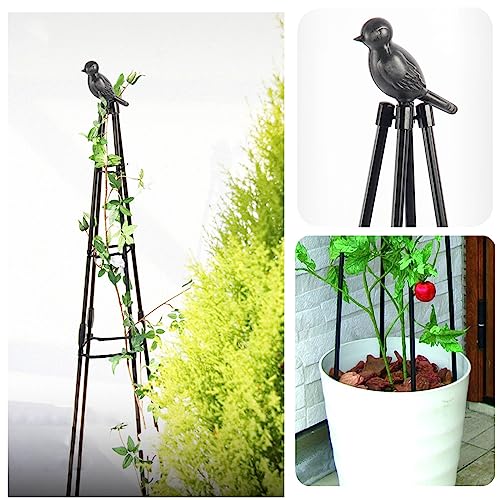 NOIRDA Garden Plant Support Tower Obelisk Trellis, with Bird Decoration, Elegant Steel Frame Trellis for Climbing Plants, Vines, Flowers, Indoor Potted Plant, Rose, Clematis (Size : 120cm/47.2in)