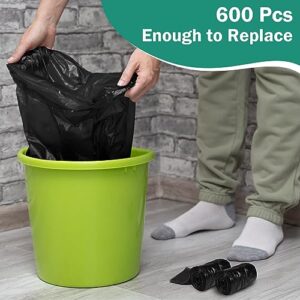 Maitys 600 Pcs Small Trash Bags 4-6 Gallon Small Garbage Bags Bulk Kitchen Trash Bags Bathroom Trash Bags Unscented Waste Basket Liner for Bathroom Bedroom Office Kitchen Yard Car, Black Green White