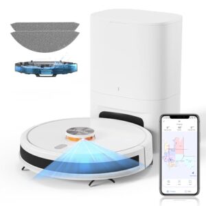 lydsto robot vacuum and mop combo with hepa self-emptying base, 3-in-1 robotic vacuum with lidar navigation for 40 days of cleaning, 3000pa suction, smart map, app control, perfect for pet hair, r5