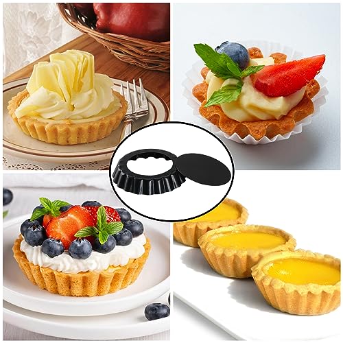 Dwlire 4 Inch Tart Pan Set of 8, Mini Tart Pans with Removable Bottom Nonstick Round Mini Quiche Pie Pan Reusable Carbon Steel Small Tartlet Mold for Pies,tart, Mousse Cakes,Dessert Baking