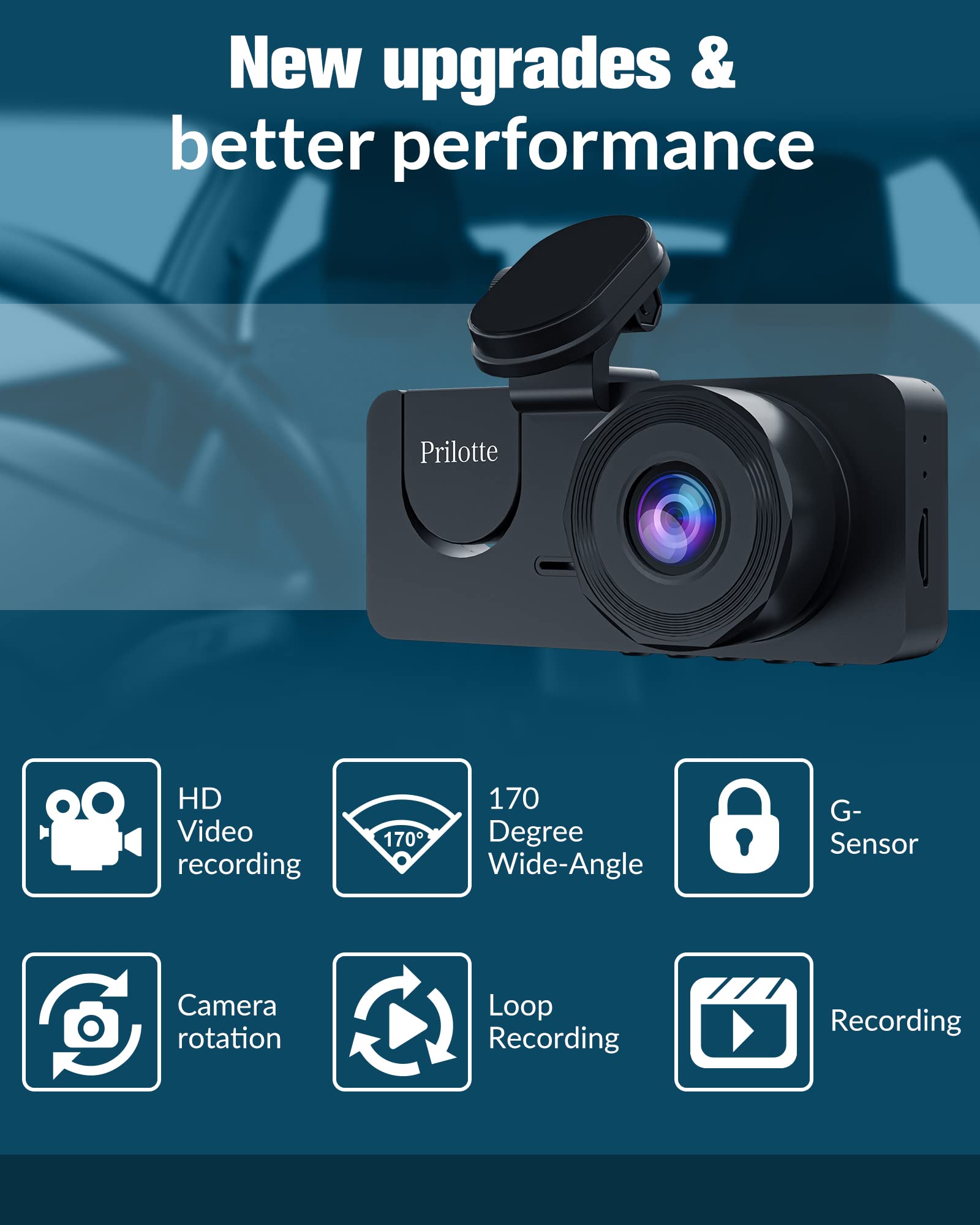 3 Channel Dash Cam Front and Rear Inside, 4K Full HD 170 Deg Wide Angle Dashboard Camera with 32GB SD Card,2.0 inch IPS Screen,Built in IR Night Vision,G-Sensor,Loop Recording,24H Parking Recording