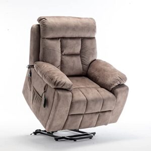 Cobplns 27in Extra Wide Recliner Chair-Living Room Chair，Ultimate Comfortable Goose Down Massage Chair, 400 lbs of Weight-Bearing Power Lift Recliners for Elderly（Light Brown）