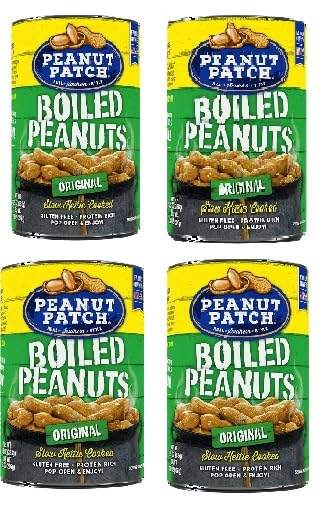 Peanut Patch Real Southern Style Boiled Peanuts 13.5oz Cans - Gluten Free - Protein Rich - Gift Box/Snack Pack (Regular, 4 Pack)