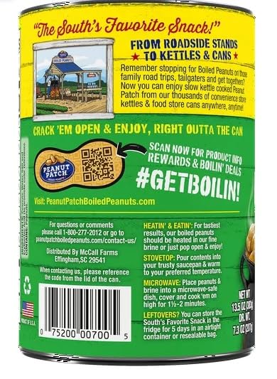 Peanut Patch Real Southern Style Boiled Peanuts 13.5oz Cans - Gluten Free - Protein Rich - Gift Box/Snack Pack (Regular, 4 Pack)