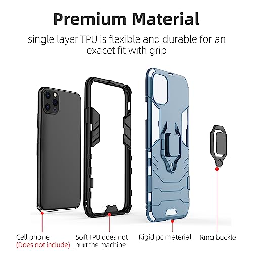 Arseaiy Case for Oppo Find X5 Pro Phone Case Cover with Kickstand Carbon Fiber Silicone Bracket Phone Holder Shockproof Bumper Slim Fit Telephone Shell Blue