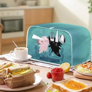 Gomyblomy Axolotl Kitchen Aid Toaster Cover with Handle & Pocket, Lightweight Oven Protection Cover, Small Appliance Dust Cover for 4 Slice Toaster