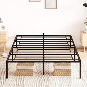 idealhouse full size bed platform frame, metal full bedframe no box spring needed, 14 inch easy to assemble noise-free black mattress frame - full