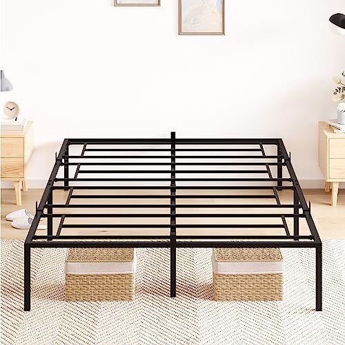 IDEALHOUSE Full Size Bed Platform Frame, Metal Full Bedframe No Box Spring Needed, 14 inch Easy to Assemble Noise-Free Black Mattress Frame - Full