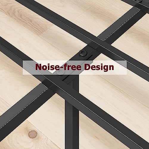 IDEALHOUSE Full Size Bed Platform Frame, Metal Full Bedframe No Box Spring Needed, 14 inch Easy to Assemble Noise-Free Black Mattress Frame - Full