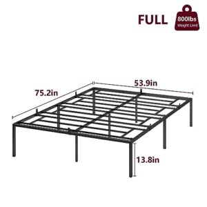 IDEALHOUSE Full Size Bed Platform Frame, Metal Full Bedframe No Box Spring Needed, 14 inch Easy to Assemble Noise-Free Black Mattress Frame - Full