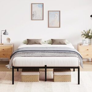 IDEALHOUSE Full Size Bed Platform Frame, Metal Full Bedframe No Box Spring Needed, 14 inch Easy to Assemble Noise-Free Black Mattress Frame - Full