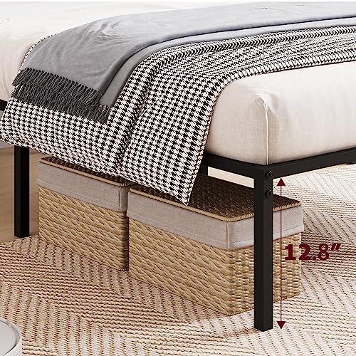 IDEALHOUSE Full Size Bed Platform Frame, Metal Full Bedframe No Box Spring Needed, 14 inch Easy to Assemble Noise-Free Black Mattress Frame - Full