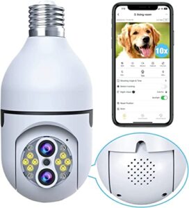 toguardgo 【10x zoom light bulb security camera outdoor wireless wifi, 360° pan/tilt light socket security cameras for home with spotlight,1080p fhd color night vision, auto tracking, alerts