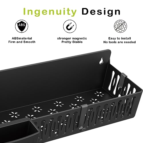 ENESNES Magnetic Spice Rack for Refrigerator, 4 Pack Magnetic Shelf for Fridge,Movable Spice Rack Organizer for Kitchen,Waterproof and Rustproof ABS Material (BLACK_4 PACK)