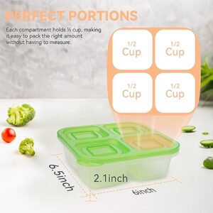 YULEER Bento Snack Boxes - Reusable 4-Compartment Food Containers with Transparent Lids, Set of 10