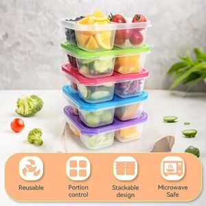 YULEER Bento Snack Boxes - Reusable 4-Compartment Food Containers with Transparent Lids, Set of 10