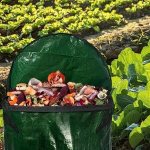 4 Pieces Garden Compost Bin Outdoor,Reusable Garden Yard Waste Bag Reusable Lawn Leaf Bags with Zipper Lid and Handles,Yard Waste Bag Container for Kitchen Waste（3×34Gallon +1×15Gallon ）