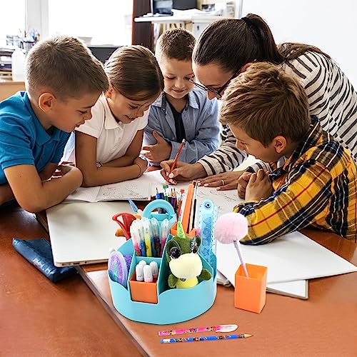 i-STUDIO Art Caddy spiner storage, School Supplies for Kids Desk Organizers and Storage Homeschool Craft Caddy,13 Slots 360-Degree Rotating Pencil Holder for Desk, Home and Art Supplies.