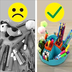 i-STUDIO Art Caddy spiner storage, School Supplies for Kids Desk Organizers and Storage Homeschool Craft Caddy,13 Slots 360-Degree Rotating Pencil Holder for Desk, Home and Art Supplies.