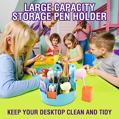 i-STUDIO Art Caddy spiner storage, School Supplies for Kids Desk Organizers and Storage Homeschool Craft Caddy,13 Slots 360-Degree Rotating Pencil Holder for Desk, Home and Art Supplies.