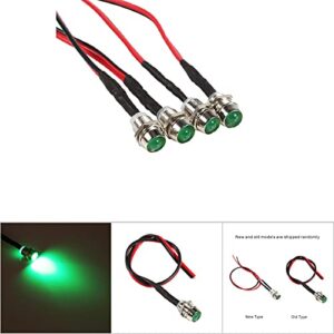 Haosie 4Pcs 12v Green LED Lights Indicator Lights, Flat Head Indicator Signal Lamp with 230mm Cable Length Metal LED Indicator Light for Car Trucks Boats(Green)