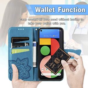 ONV Wallet Case for Oppo A53 2020-1.5M Adjustable Strap Emboss Butterfly Flip Phone Case Card Slot Magnet Leather Shell Flip Stand Cover for Oppo A53 2020 [ZS] -Blue