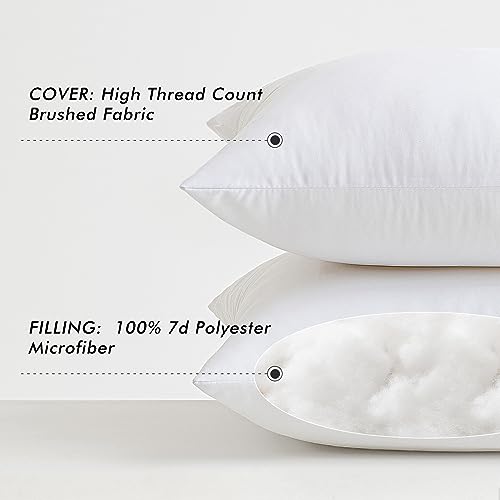 MIULEE 12x24 Pillow Inserts Throw Pillow Inserts Set of 2 12 x 24 Inches Pillow Inserts Square White Decorative Throw Pillows for Couch Sofa Bed