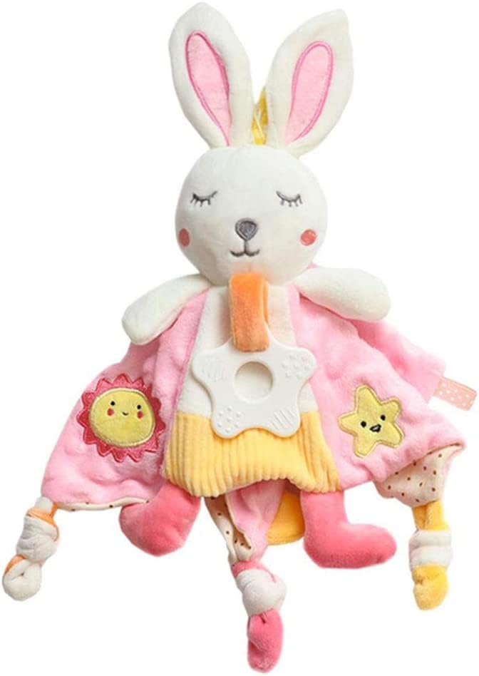 YOLINYOISH Animal Snuggler Lovey Blanket for Kids, Babies, Boys, Girls, Triangle Neutral Security Blanket with Stuffed Animal (Rabbit)