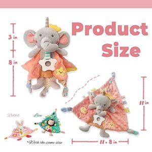 YOLINYOISH Animal Snuggler Lovey Blanket for Kids, Babies, Boys, Girls, Triangle Neutral Security Blanket with Stuffed Animal (Rabbit)