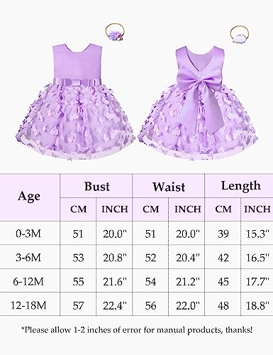 Qaoerde Baby Flower Girl Dresses 1st Birthday Outfit Girl Flower Girl Dress for Wedding Birthday Baptism Special Occasion Dress Violet