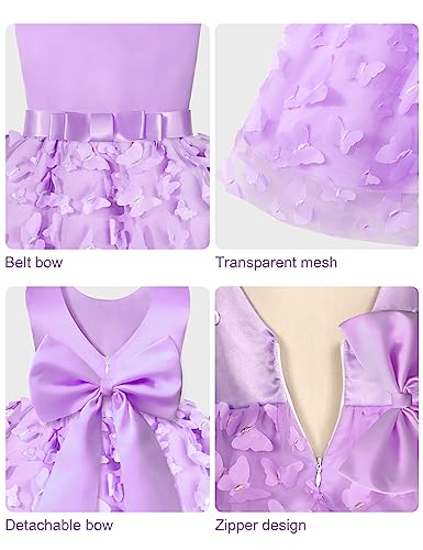 Qaoerde Baby Flower Girl Dresses 1st Birthday Outfit Girl Flower Girl Dress for Wedding Birthday Baptism Special Occasion Dress Violet