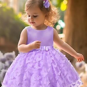 Qaoerde Baby Flower Girl Dresses 1st Birthday Outfit Girl Flower Girl Dress for Wedding Birthday Baptism Special Occasion Dress Violet