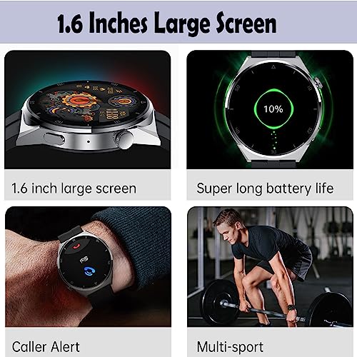 Goodatech 1.60" Smart Watch with Phone Call(Dial/Receive/Reject),Fitness Tracker for Android iOS Phones,Calorie Pedometer Health Monitor, Voice Assistant,Music Player,Smartwatch for Men (Brown)