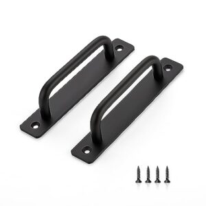 ravinte barn door handles 2 pack sliding door handle 5" hole center barn door handles black cabinet handles door pull handle aluminum alloy door pulls with plate for sliding closet door handle