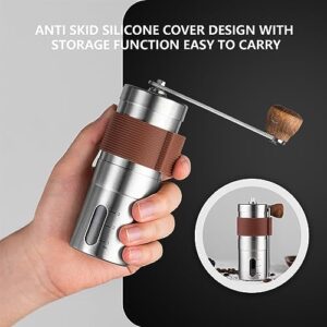 Ankrs Manual Coffee Bean Grinder, Stainless Steel Manual Ceramic Burr Mini Coffee Grinder, Portable Small Hand Coffee Grinder for Aeropress, Chemex, Expresso Grinder for Camp, Kitchen, Office-Brown