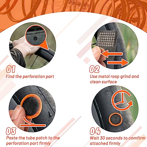 qoupln 88 Pieces Bicycle Tire Repair Patch Kit Bike Inner Tube Bike Tube Patch Kit Flat Tire Repair Kit Includes 84 Pieces Bike Tire Patches and 4 Pieces Metal Rasps for Bike Bicycle