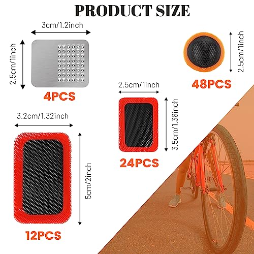 qoupln 88 Pieces Bicycle Tire Repair Patch Kit Bike Inner Tube Bike Tube Patch Kit Flat Tire Repair Kit Includes 84 Pieces Bike Tire Patches and 4 Pieces Metal Rasps for Bike Bicycle