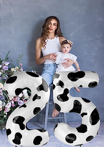 Cow Print Balloon Birthday Decorations, 40 inch Number balloon 0-9(Zero-Nine), Cow Balloon for Farm Birthday Party Supplies, Cow Themed Birthday Decorations (Number 2)