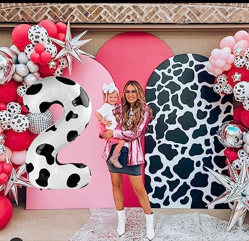 Cow Print Balloon Birthday Decorations, 40 inch Number balloon 0-9(Zero-Nine), Cow Balloon for Farm Birthday Party Supplies, Cow Themed Birthday Decorations (Number 2)