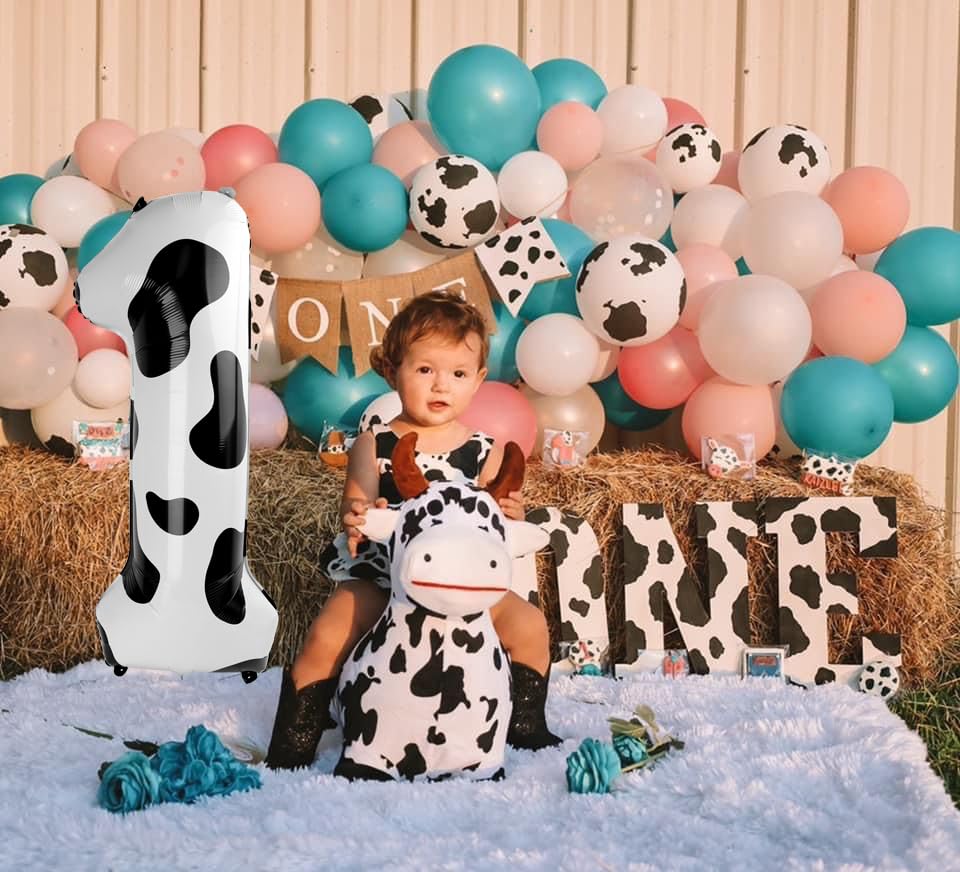 Cow Print Balloon Birthday Decorations, 40 inch Number balloon 0-9(Zero-Nine), Cow Balloon for Farm Birthday Party Supplies, Cow Themed Birthday Decorations (Number 2)