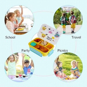 Bento Box, Lunch Box Kids, Cute Bento Box, Adult Lunch Box, 1300ML Lunch Box Adult with 4 Compartment, Lunch Box Containers for Students/Adults/Kids/Toddler, Microwave/Dishwasher/Freezer Safe (Yellow)