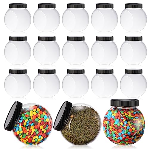 Tradder 18 Pcs Plastic Candy Jars with Lids 25 oz Cookie Jar Clear Cookie Container Clear Wide Mouth Candy Storage Jars for Candy Buffet, Coffee Canister Party Table Laundry Detergent Holder