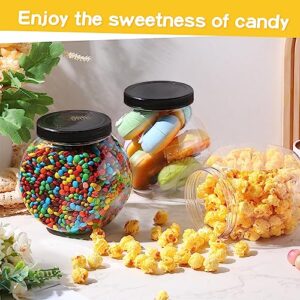 Tradder 18 Pcs Plastic Candy Jars with Lids 25 oz Cookie Jar Clear Cookie Container Clear Wide Mouth Candy Storage Jars for Candy Buffet, Coffee Canister Party Table Laundry Detergent Holder