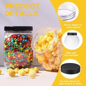 Tradder 18 Pcs Plastic Candy Jars with Lids 25 oz Cookie Jar Clear Cookie Container Clear Wide Mouth Candy Storage Jars for Candy Buffet, Coffee Canister Party Table Laundry Detergent Holder